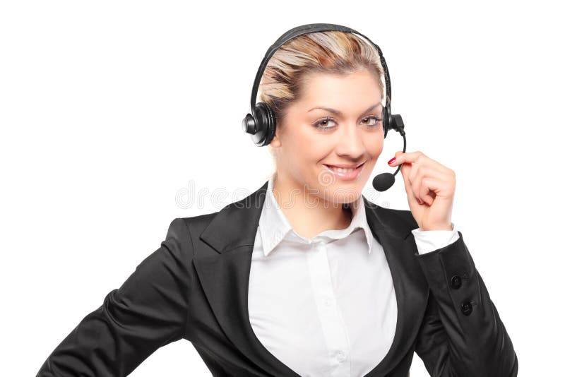 Customer Service Operator Wearing a Headset Stock Image - Image of ...