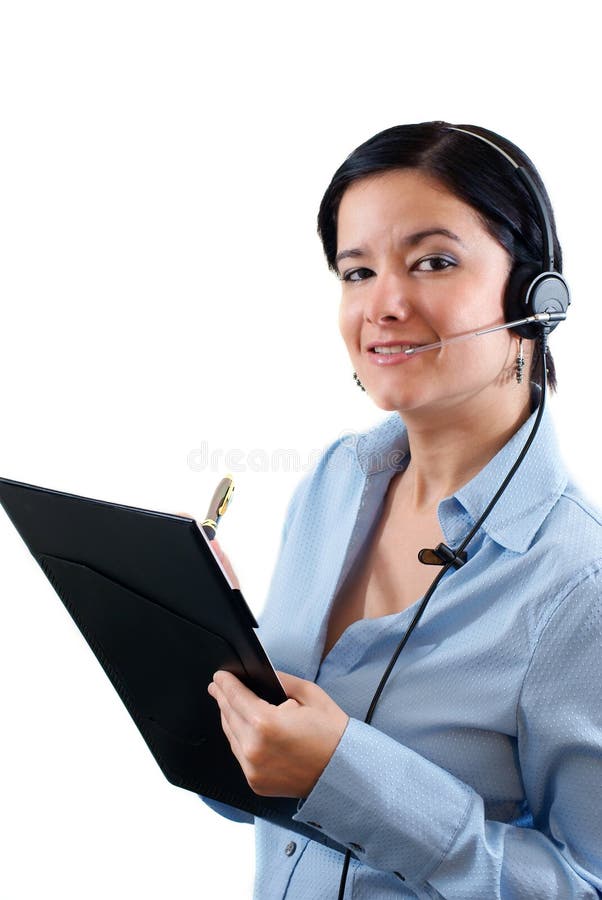 Portrait of Customer Service Woman with Pad Stock Image - Image of ...