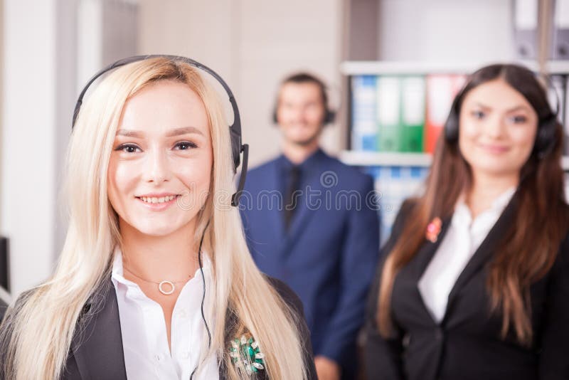 Portrait of Customer Support Line Worker Stock Image - Image of ...