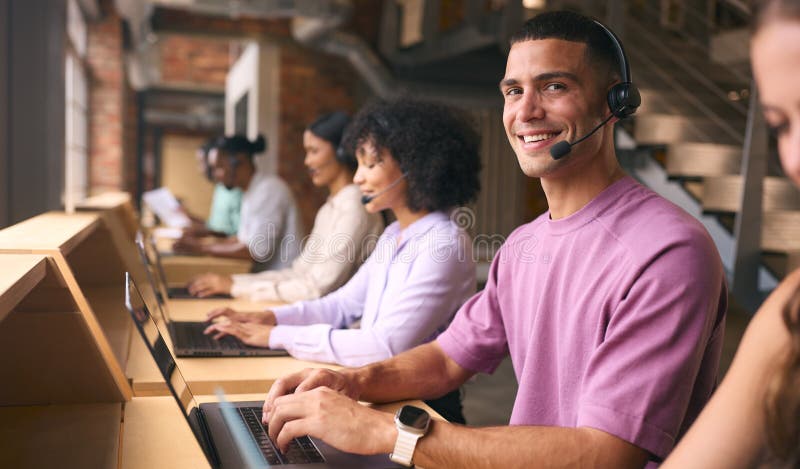 Female telesales worker stock image. Image of confident - 5293063