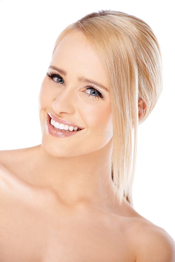 Cute Blond Business Woman on White Stock Image - Image of smile, beauty ...