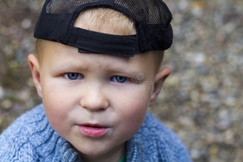 Portrait of Cute Boy in a Cap Stock Image - Image of child, white: 91320975