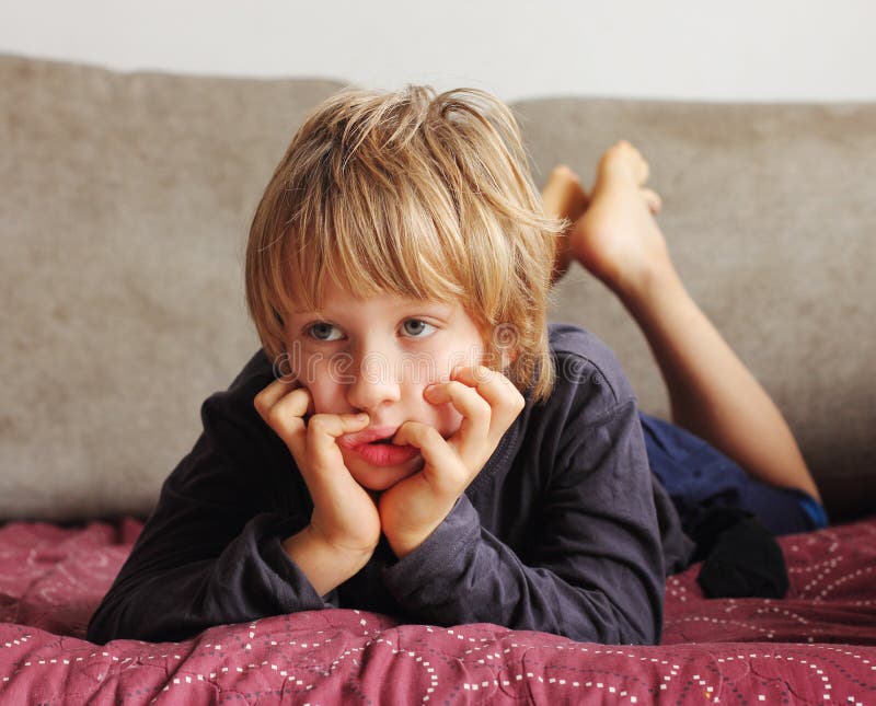 Portrait of Cute Autistic Boy Stock Photo - Image of looking, natural ...