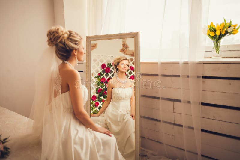 Portrait of a cute bride stock image. Image of bouquet - 66909145