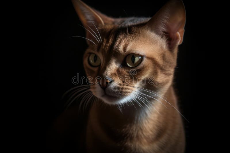 Portrait of a Cute Cat Looking Away. Abyssian Cat Stock Illustration ...