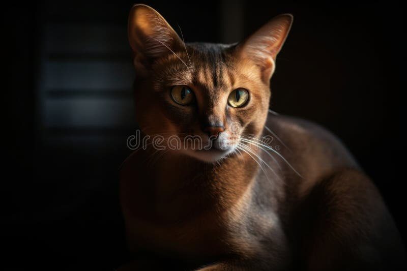 Portrait of a Cute Cat Looking Away. Abyssian Cat Stock Illustration ...