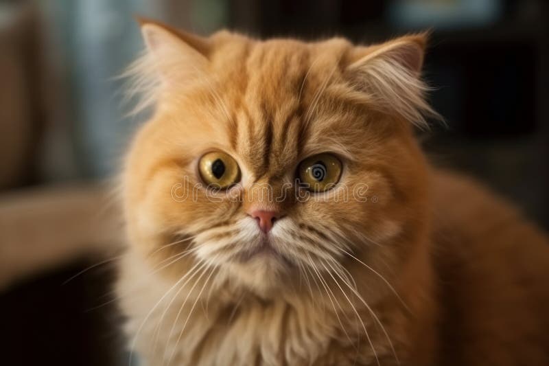 Portrait of a Cute Cat Looking Away. Highland Fold Cat Breed Stock ...