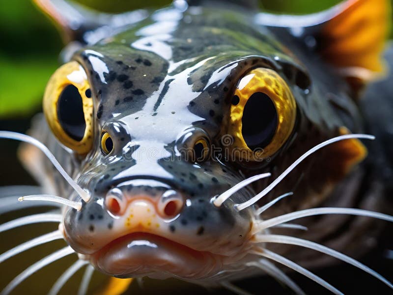 Portrait of a cute catfish stock illustration. Illustration of macro - 315435637
