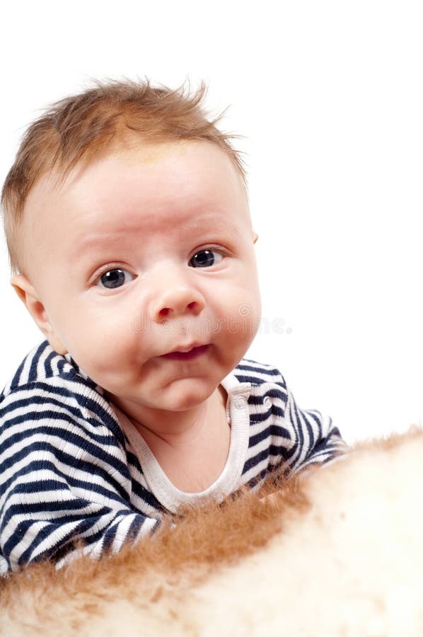 Portrait of Cute Child Lying on Fur Stock Photo - Image of look, infant ...
