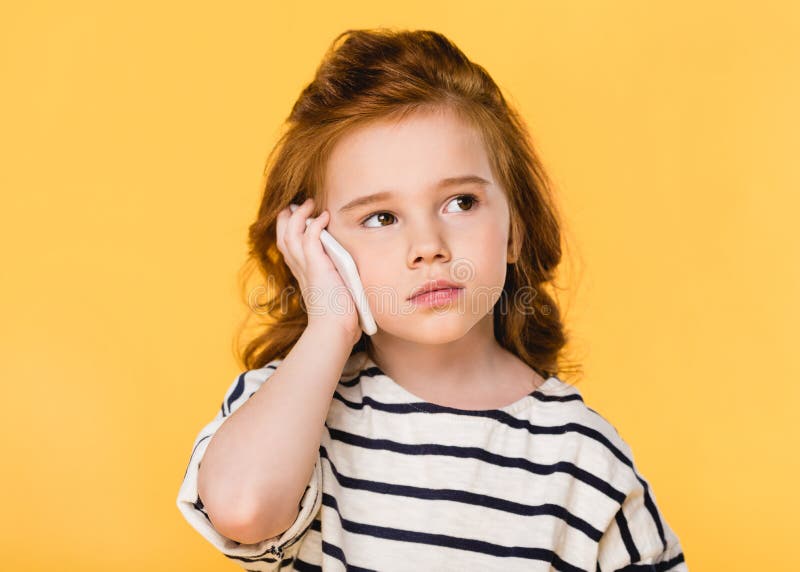 Portrait of Cute Child Talking on Smartphone Stock Photo - Image of ...