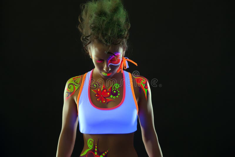 Neon uv glow dancer stock image. Image of curves, doll - 49061897
