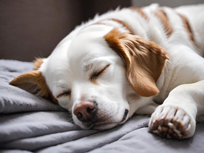 Portrait of Cute Dog Sleeping on the Bed. Pet Stock Illustration ...