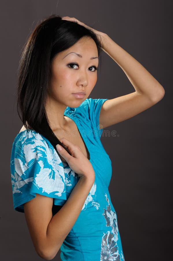 Portrait of cute female stock image. Image of cheerful - 18812677