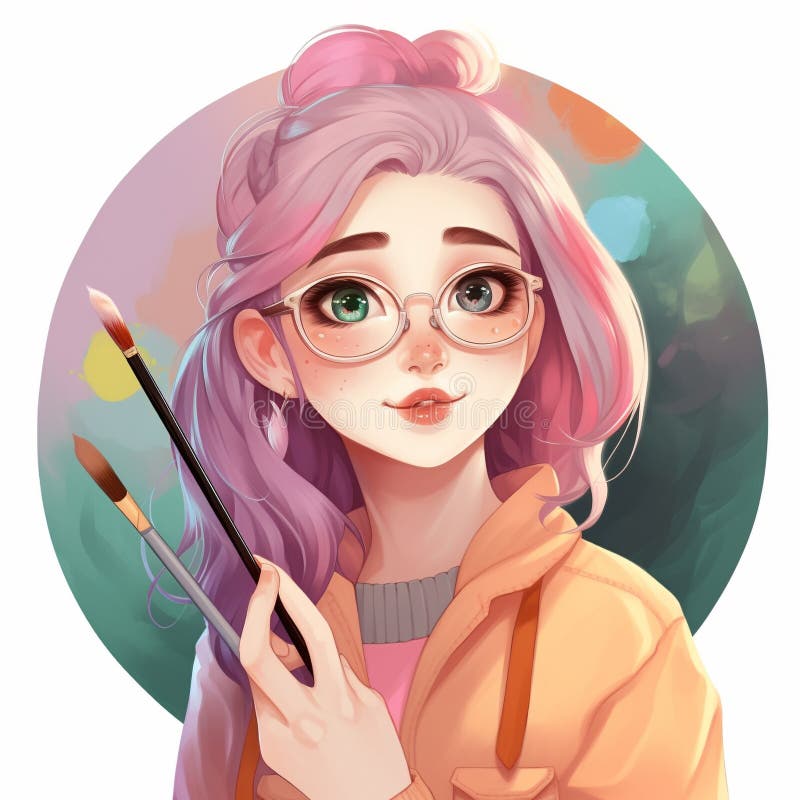 Portrait of a Cute Female Artist. AI Generated Stock Illustration ...