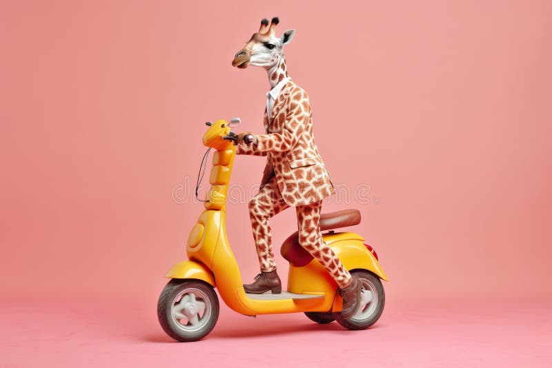 Giraffe Riding a Car with Friends, Cartoon Vector Illustration Stock ...