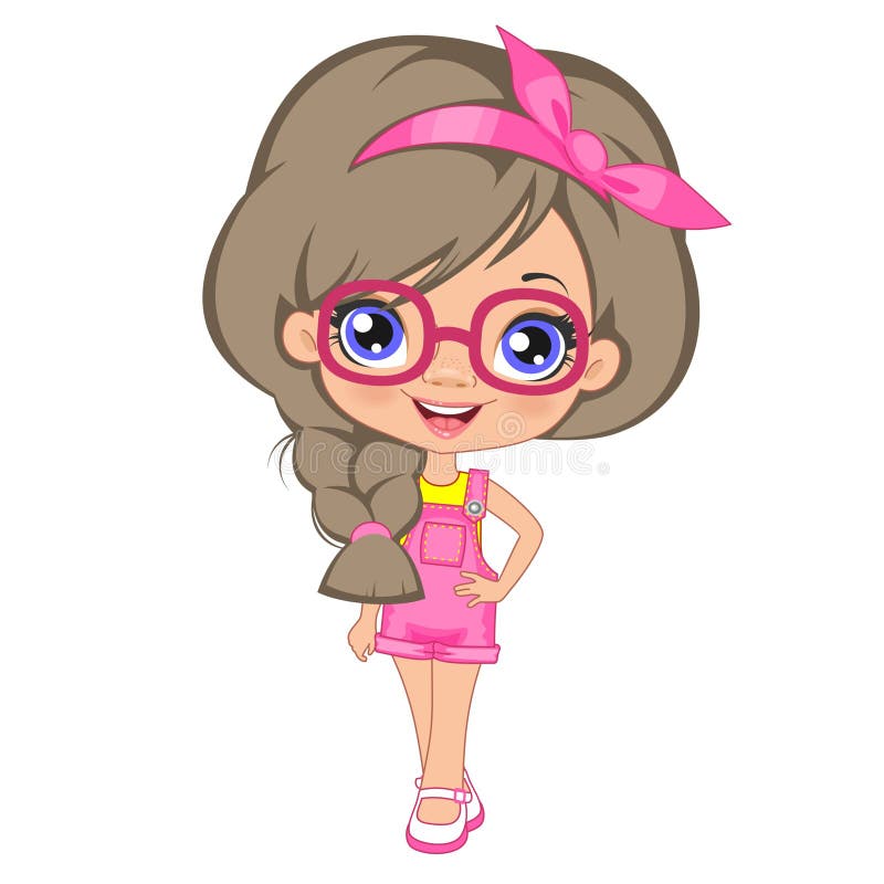 Portrait Of A Cute Girl In Glasses Stock Vector Illustration Of
