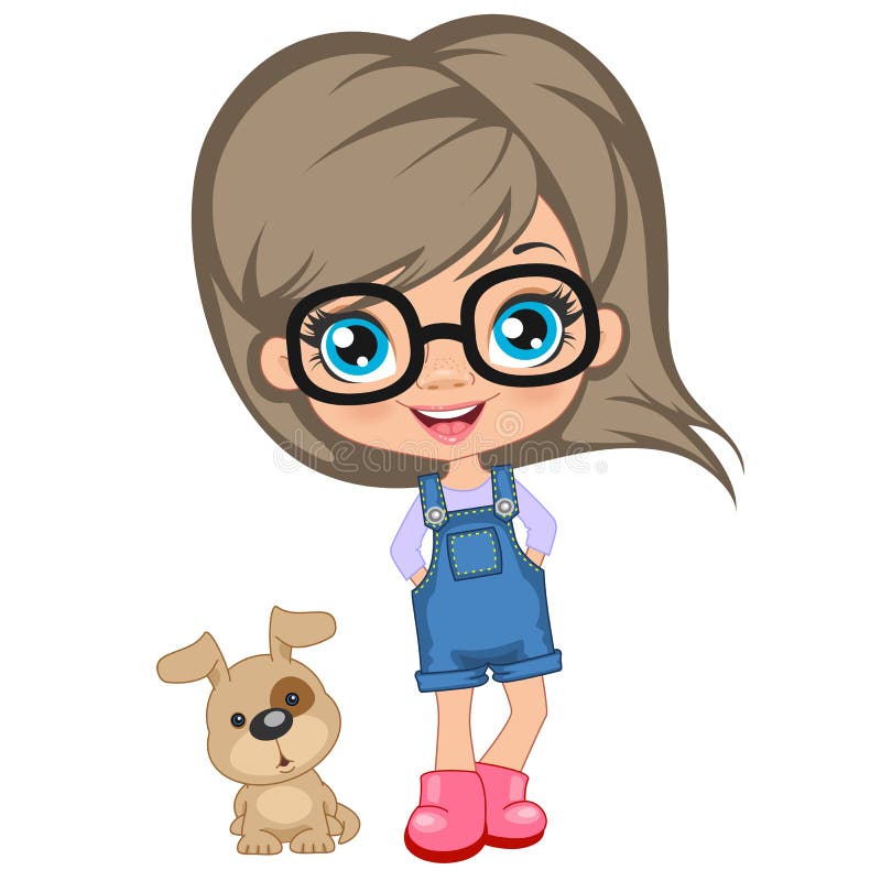 Portrait Of A Cute Girl In Glasses Stock Vector Illustration Of