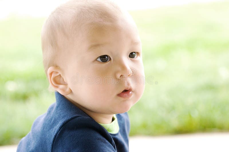 Portrait of Cute Korean American Baby Stock Photo - Image of navy ...