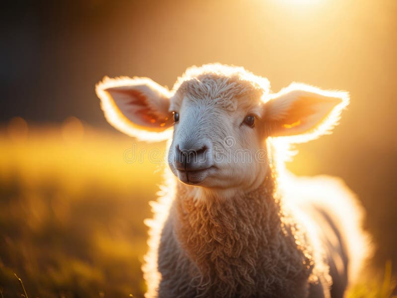Portrait of a Cute Lamb on Farm Bright Image. Ai Generative Stock ...