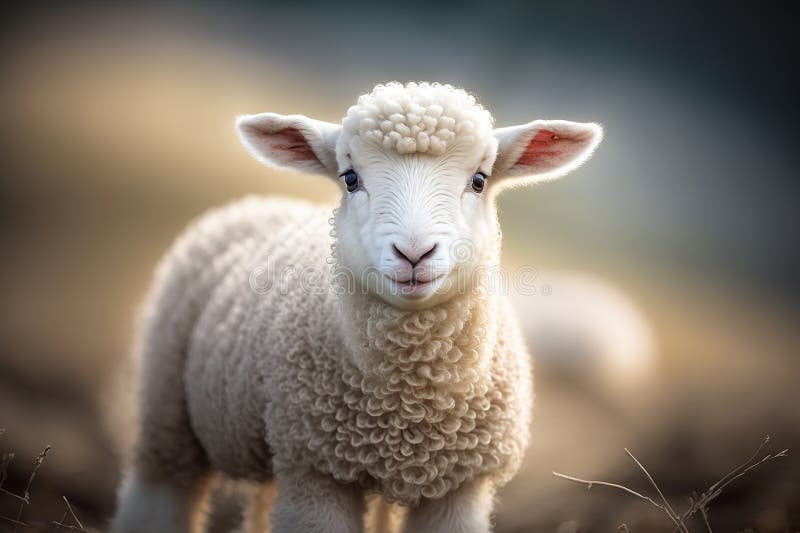 Portrait of a Cute Lamb.Generative AI Stock Illustration - Illustration ...