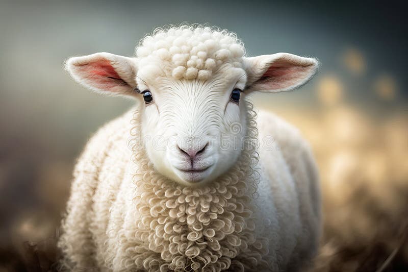 Portrait of a Cute Lamb.Generative AI Stock Illustration - Illustration ...