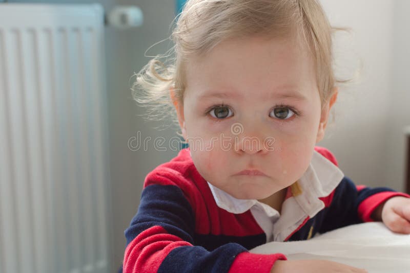 Portrait of a Cute Little Boy Crying Stock Image - Image of front ...