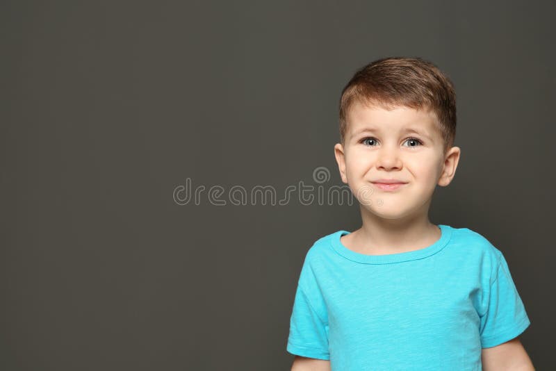 Portrait of Cute Little Boy on Dark Background. Stock Image - Image of ...