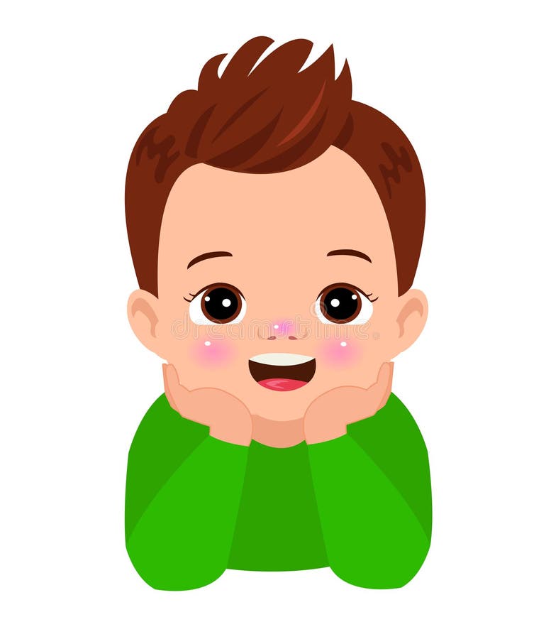 Portrait of a Cute Little Boy with a Green Shirt Stock Vector ...