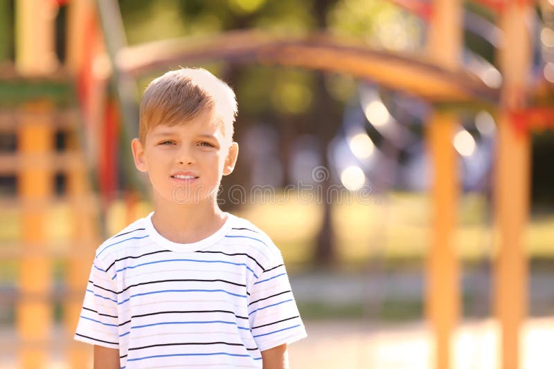 Portrait of Cute Little Boy Outdoors on Sunny Day Stock Image - Image ...