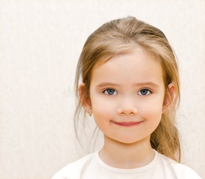 Portrait of Cute Little Girl Stock Image - Image of white, beautiful ...