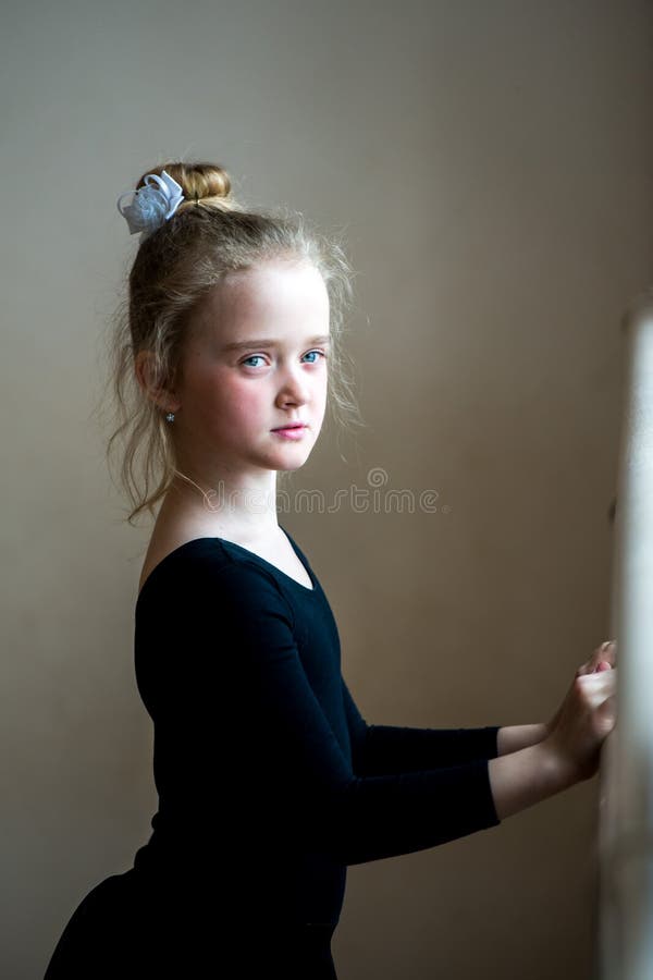 Portrait of a Cute Little Girl in Ballet Class Stock Image - Image of ...