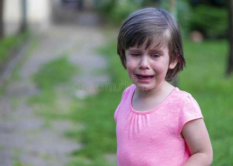 Portrait of a Cute Little Girl Crying Stock Image - Image of fatigue ...