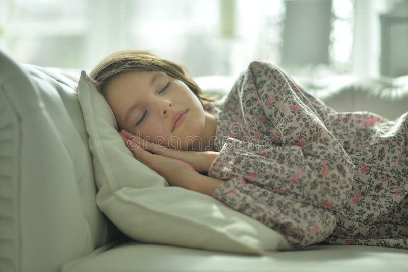 Portrait of Cute Girl Sleeping on Sofa Stock Image - Image of morning ... Portrait of Cute Girl Sleeping on Sofa Stock Image - Image of morning ...