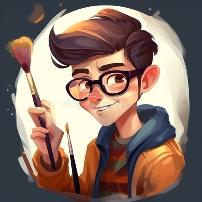 Portrait of a Cute Male Artist. AI Generated Stock Illustration ...