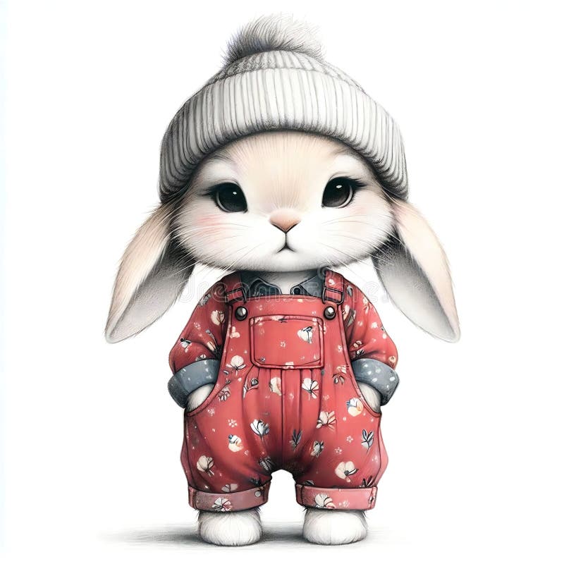 Portrait of Cute Rabbit Character Stock Illustration - Illustration of ...