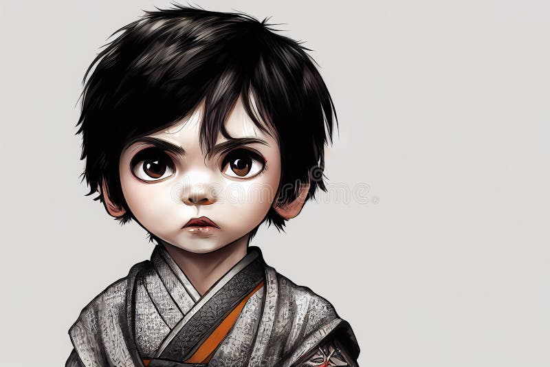 Cute Samurai Baby in Minimalist Digital Art. Perfect for Posters and ...
