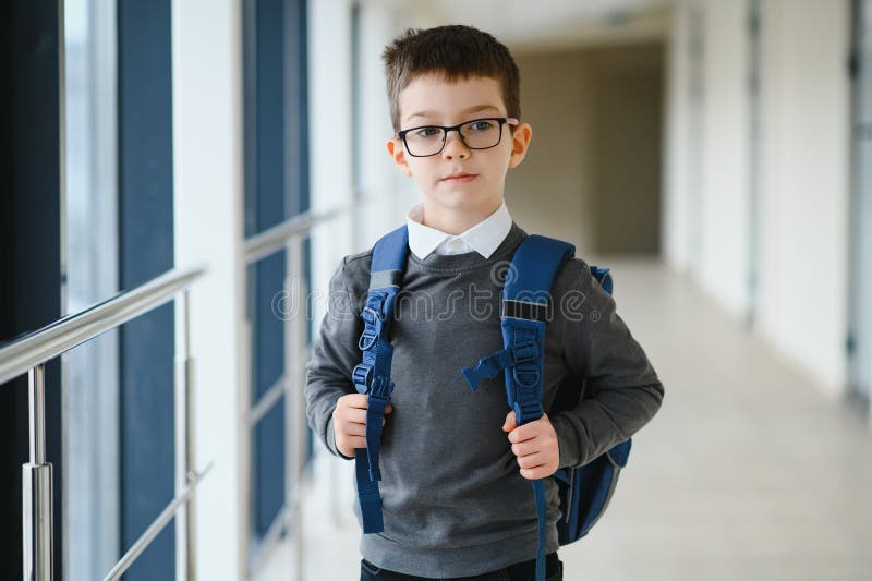Portrait of Cute School Boy with Backpack. Schoolboy with a Backpack at ...