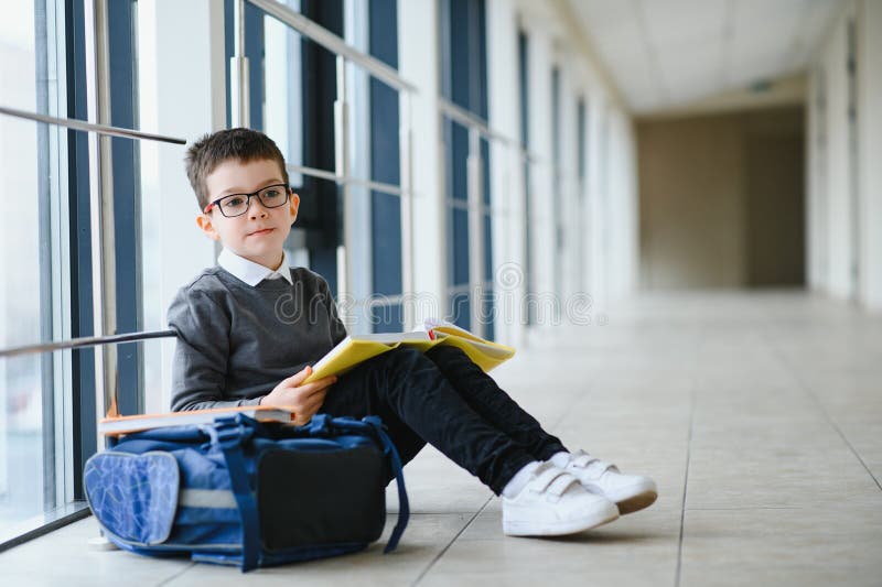 Portrait of Cute School Boy with Backpack. Schoolboy with a Backpack at ...
