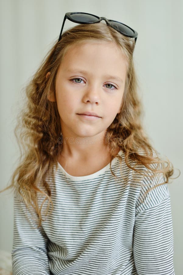 Portrait of Cute Small Girl Stock Photo - Image of emotion, childhood ...
