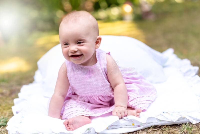 Portrait of Cute Smiling Baby Girl, Outdoors, Light Effect Stock Photo ... Portrait of Cute Smiling Baby Girl, Outdoors, Light Effect Stock Photo ...