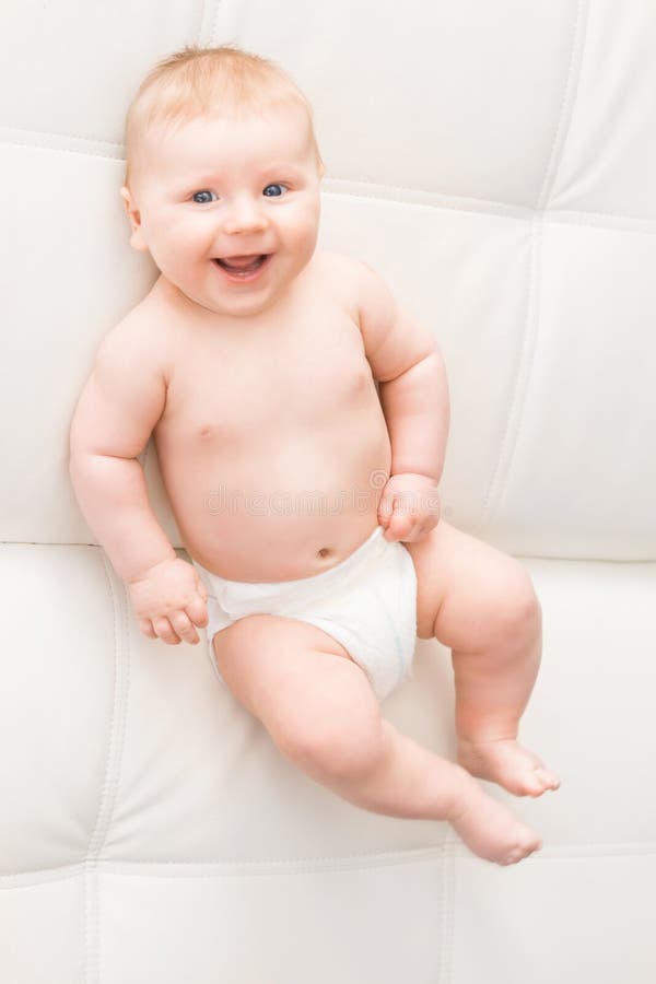 Cute baby wearing diaper stock image. Image of adorable - 8858725