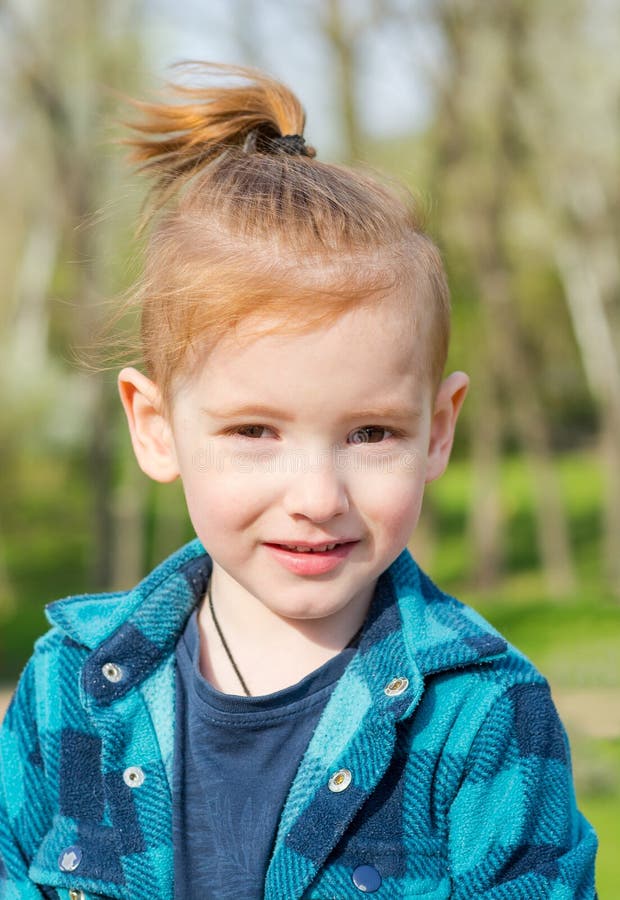 Portrait of a Cute Smiling Little Boy in the Park Stock Image - Image ...