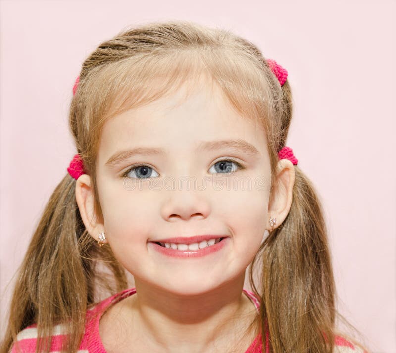 Portrait of Cute Smiling Little Girl Stock Image - Image of healthy ...
