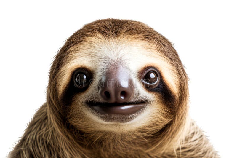 Portrait of a Cute Smiling Sloth Isolated on White Background. Stock ...