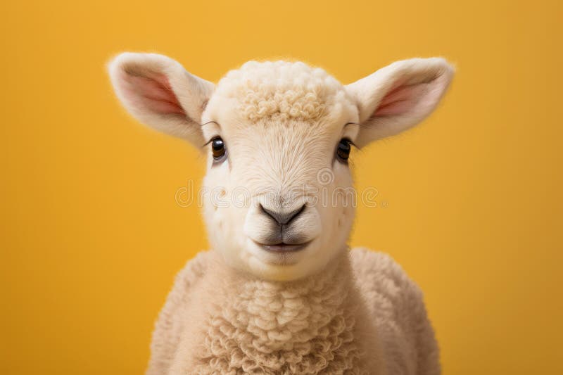 Portrait of a Cute Spring Lamb. Studio Shot Against a Bright Background ...