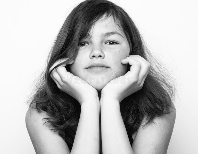 Cute Twelve Year Old Girl Fooling Around and Posing for the Camera ...