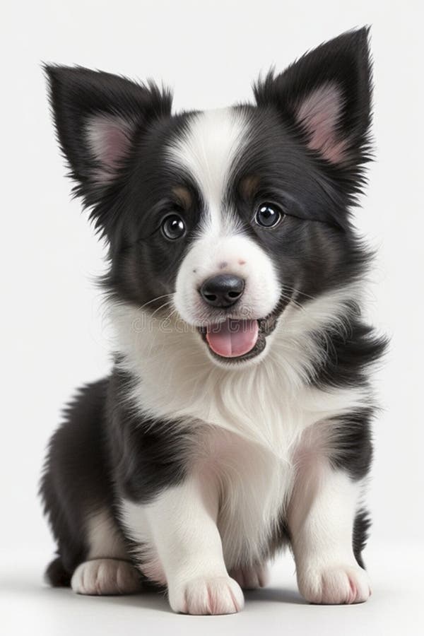 Portrait of a Cutie Border Collie Puppy on White Background Stock ...