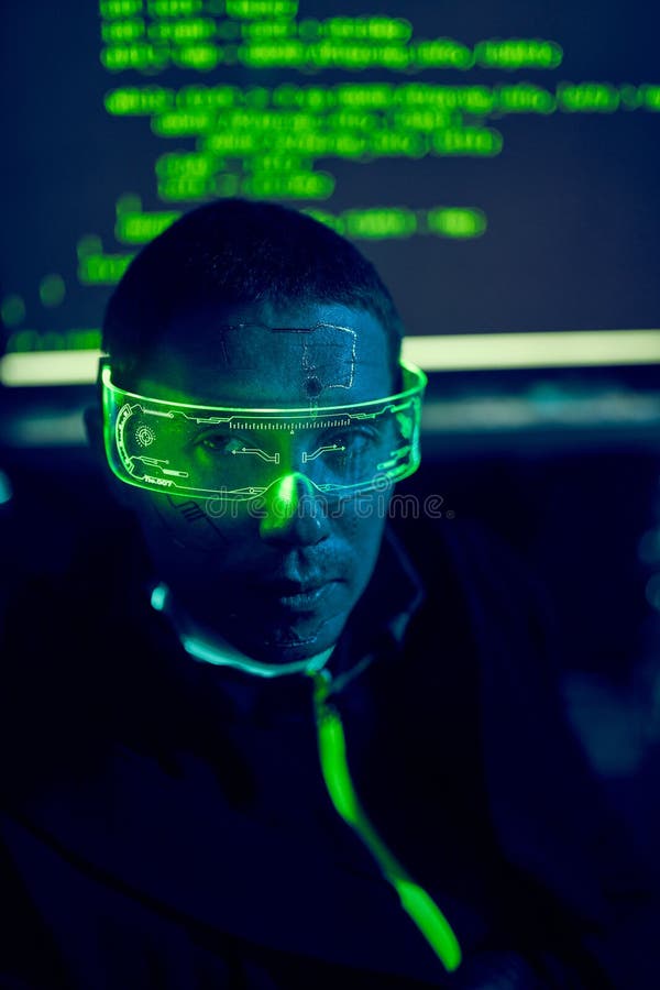 Portrait Of A Cyber Hacker Stealing Information Using A Computer Stock Image Image Of Laptop