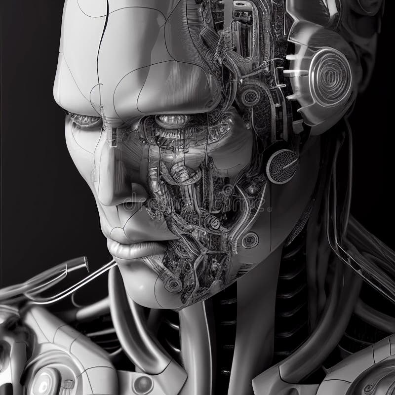 Portrait of cyber man stock illustration. Illustration of eyes - 261684298