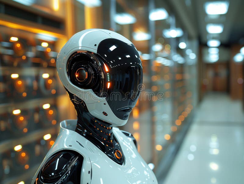 Portrait of a Cyborg. Artificially Created Humanoid Stands on the ...